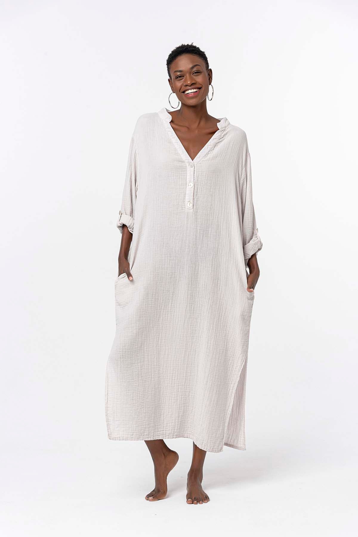 Ladies Neru Colllar Long Tunic / Mandarin Tunic / Summer Kaftan / Pool ...